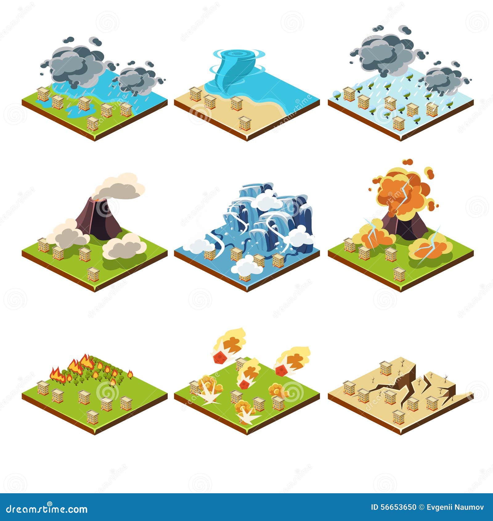 Isometric Representation of Natural Disaster Stock Vector ...