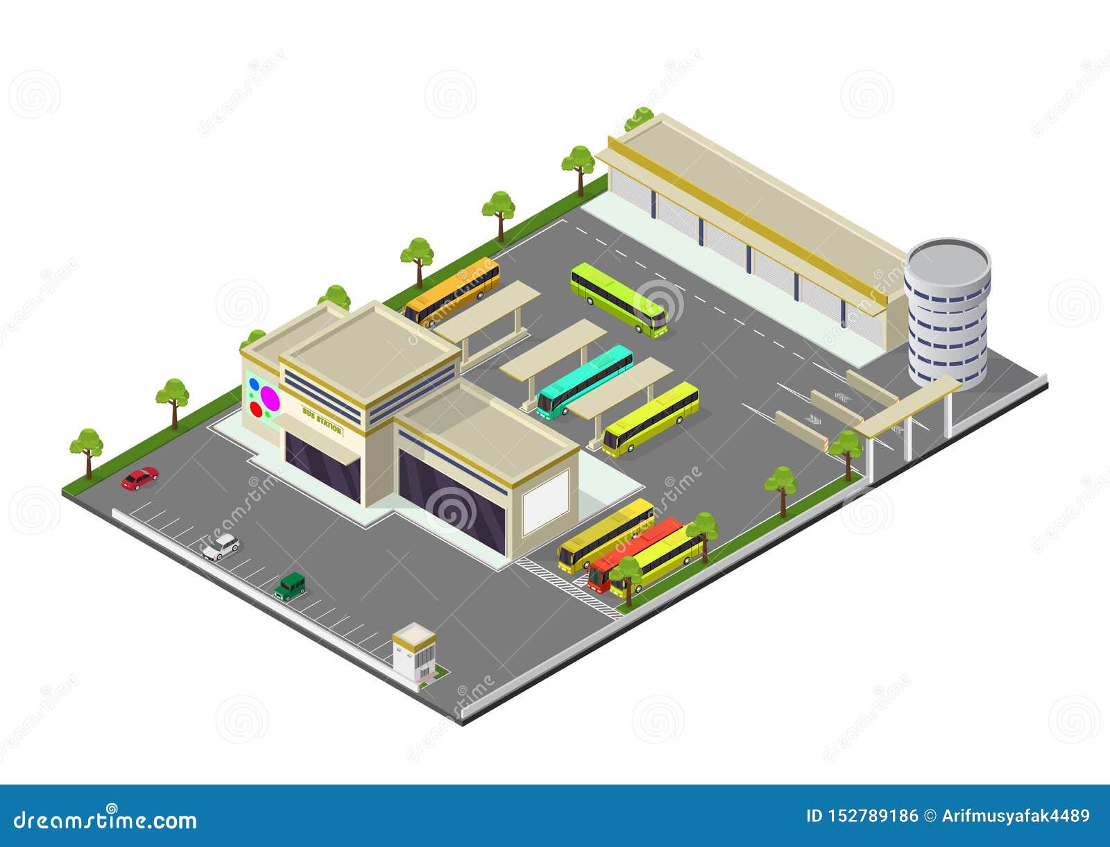 Isometric Representing Bus Station Stock Vector - Illustration of ...
