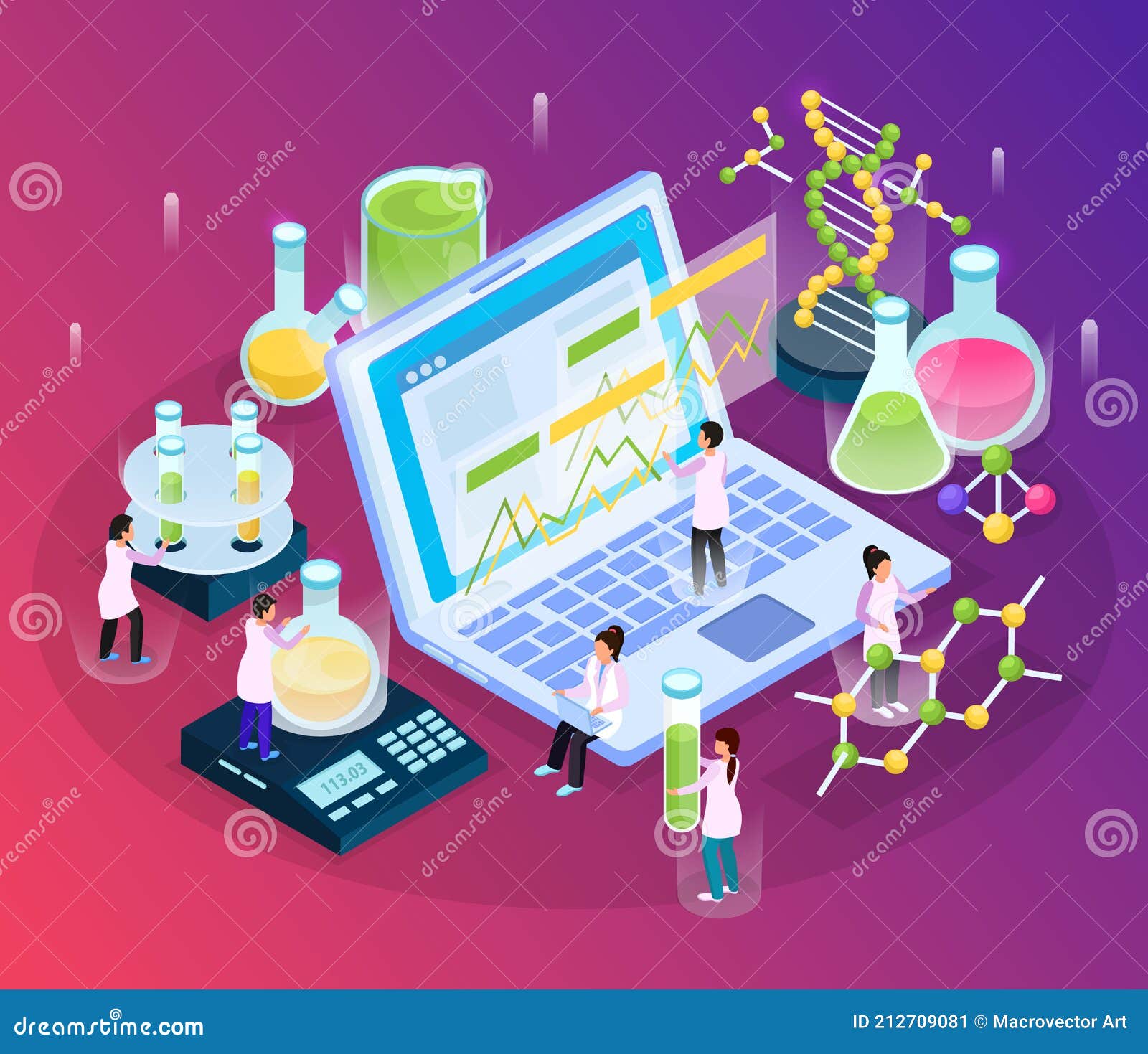 Isometric Research Glow Composition Stock Vector - Illustration of atom ...