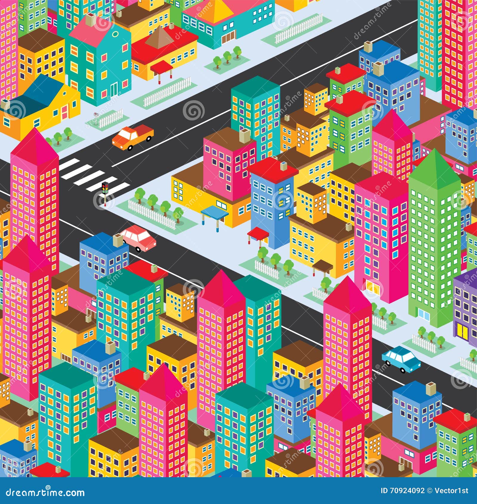 Isometric Residential View Cartoon Theme Stock Vector - Illustration of ...