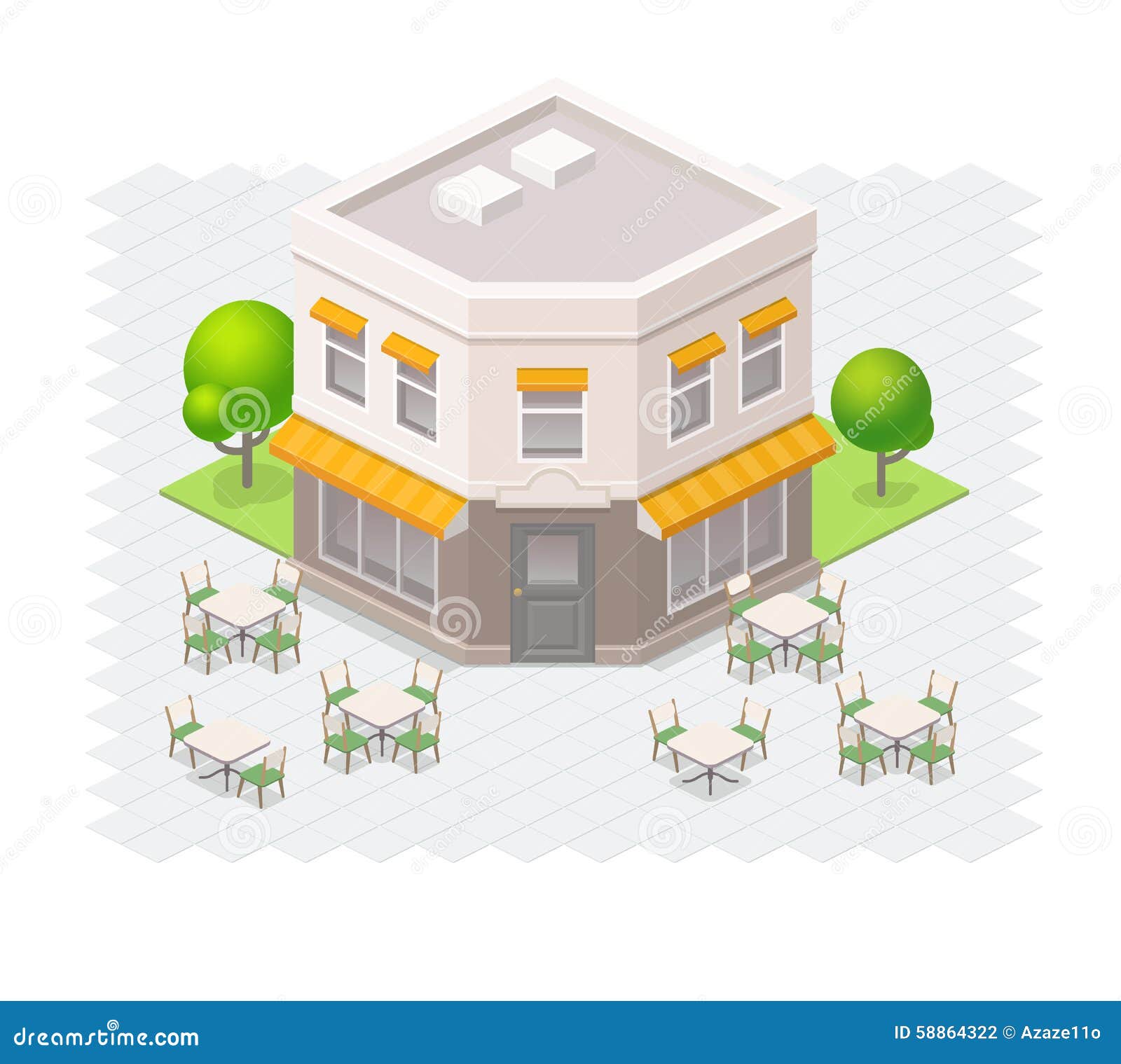 Isometric Restaurant Building Stock Vector - Illustration of lunch ...