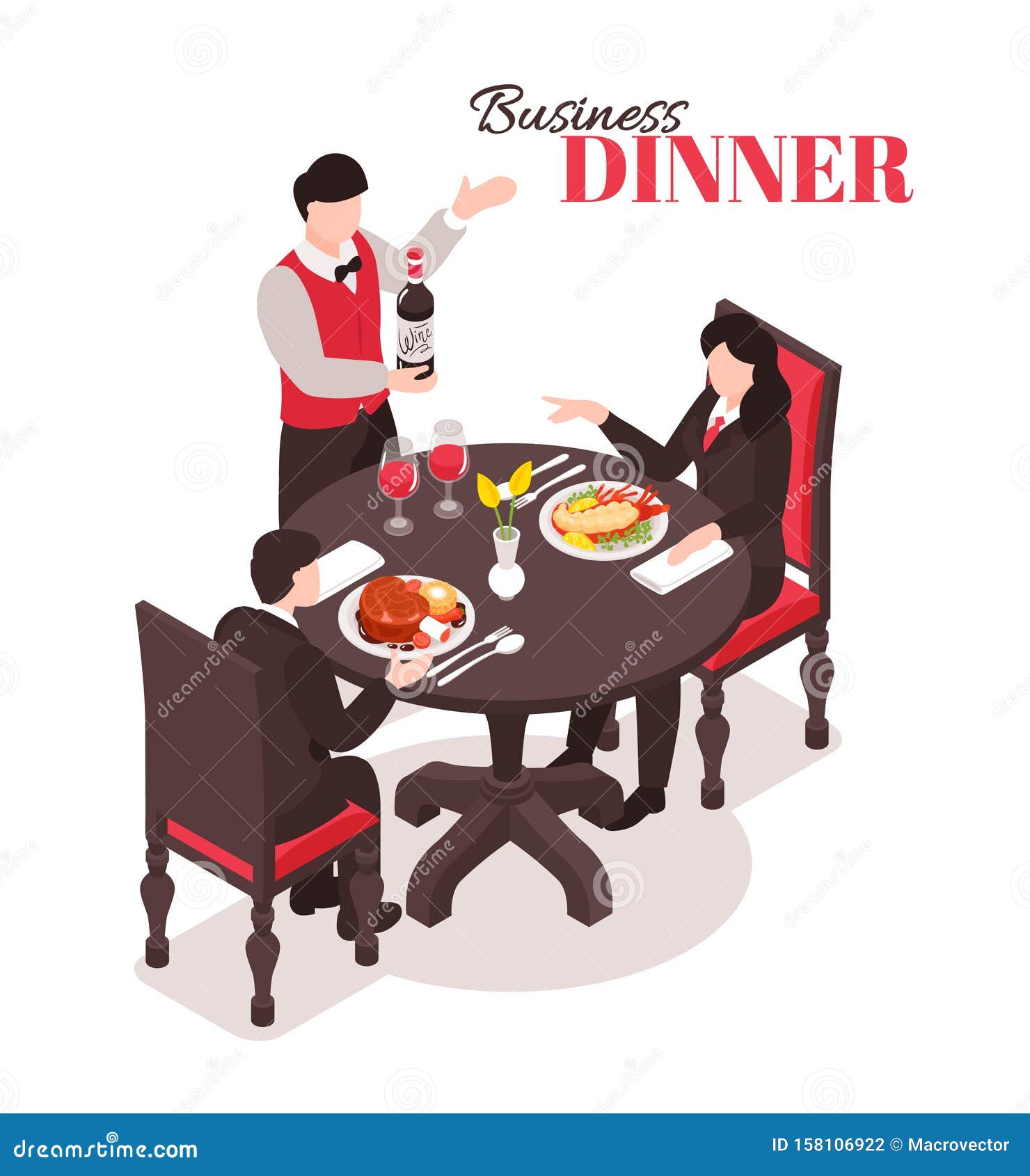Business Dinner Isometric Composition Stock Vector - Illustration of ...