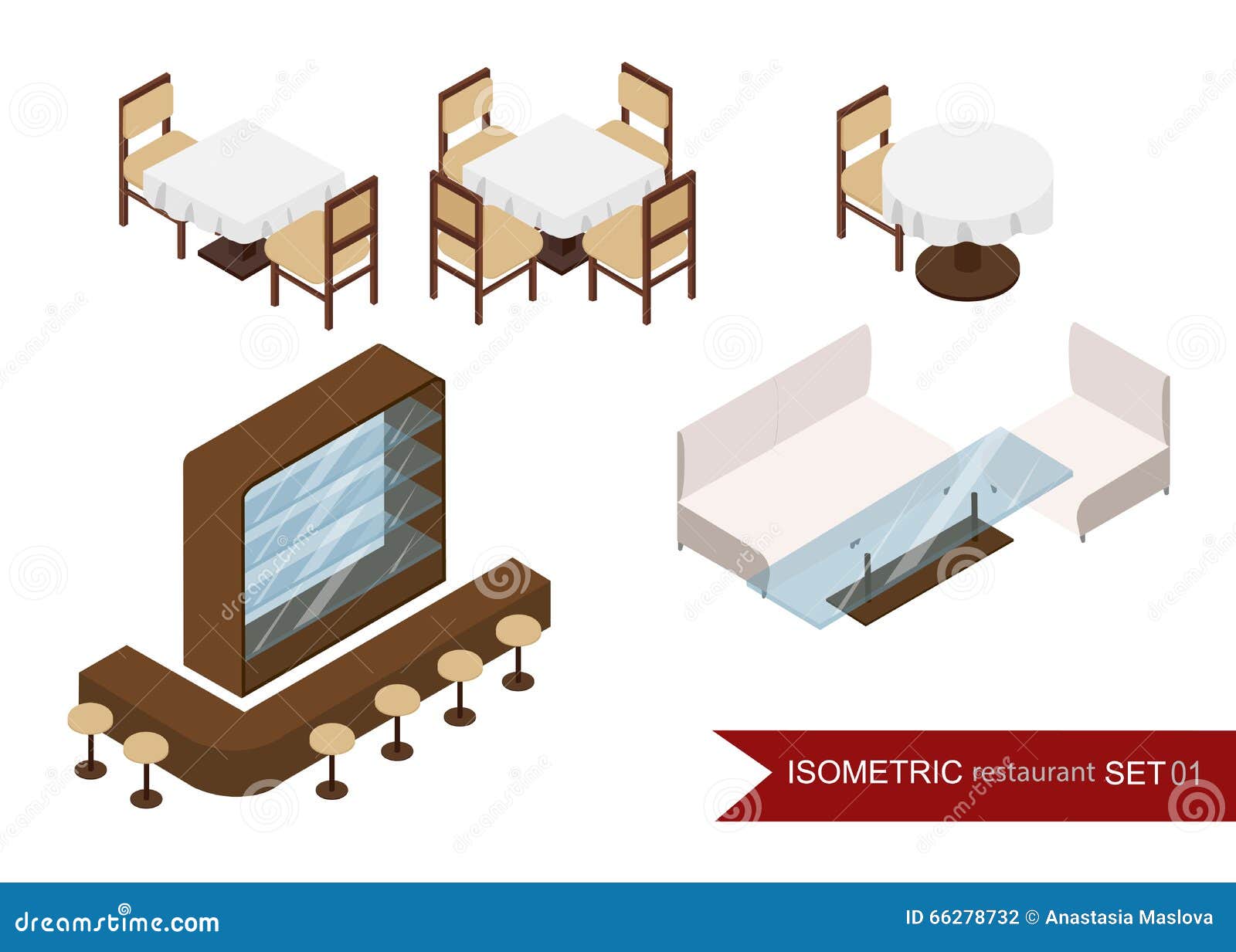 Isometric Restaurant. Interior of the Restaurant ., Stock Illustration ...