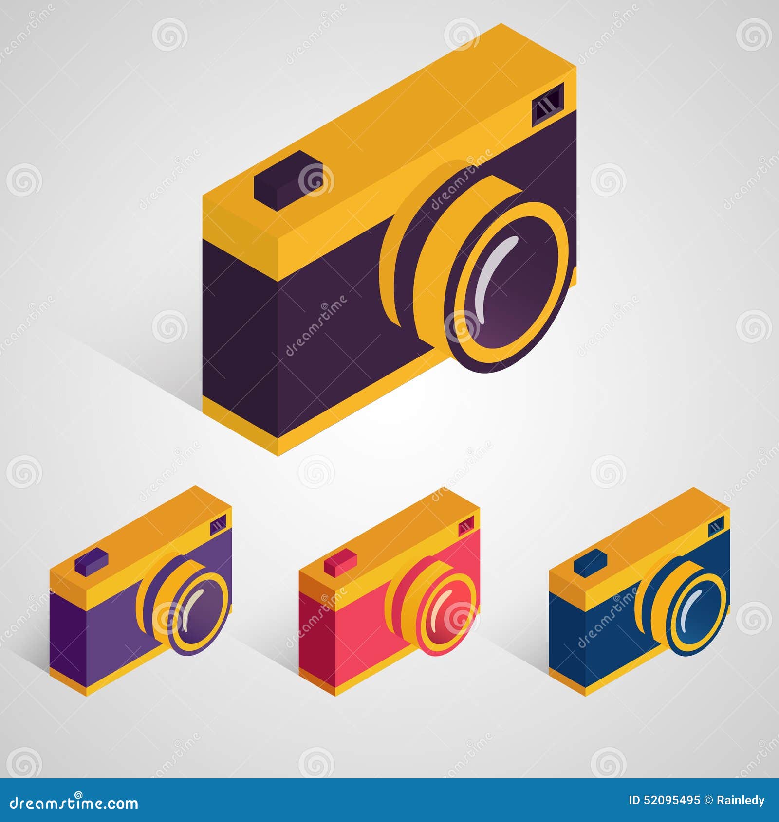 Isometric Retro Camera. Vector Set. Stock Vector - Illustration of ...