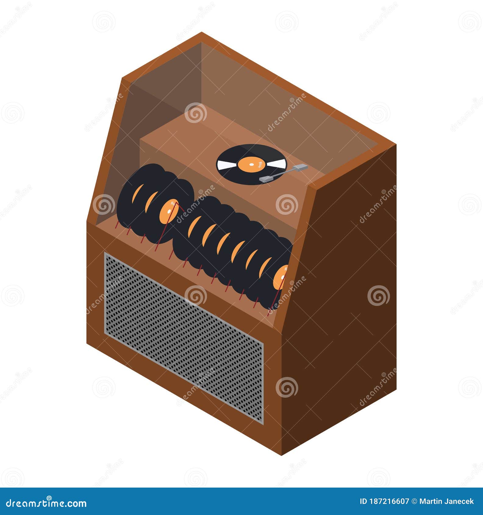 Retro Jukebox Lineart Vector Illustration | CartoonDealer.com #17717162