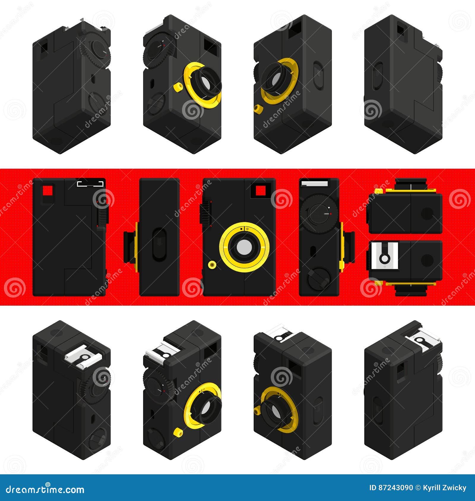 Isometric Retro Photo Camera, 3D. Set 1 Stock Vector - Illustration of ...