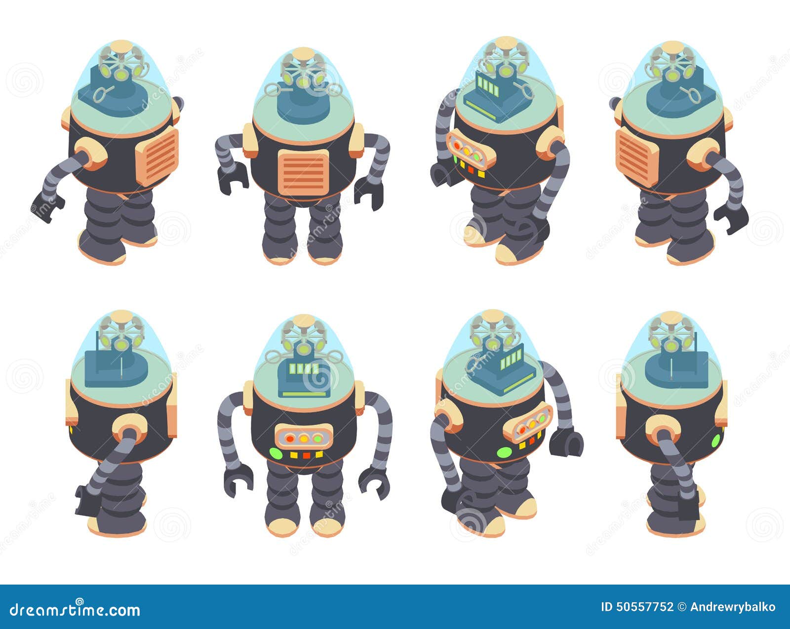Isometric Retro Robot stock vector. Illustration of standing - 50557752