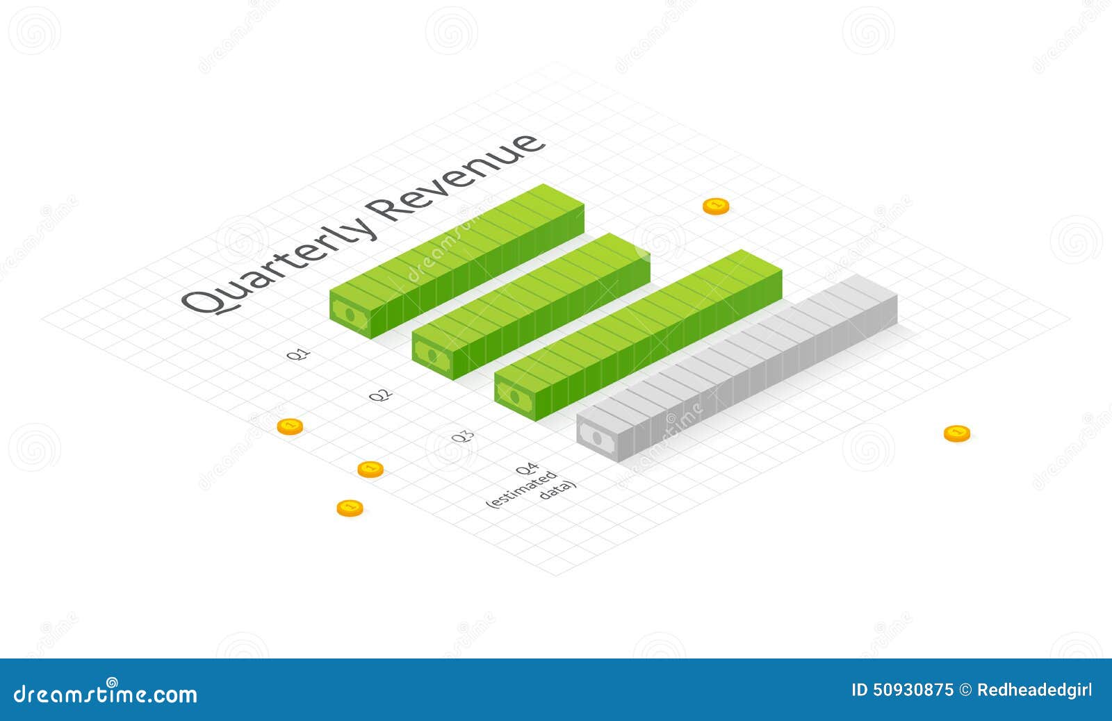 Quarter Financial Report with Revenue Bar Graph Stock Vector ...