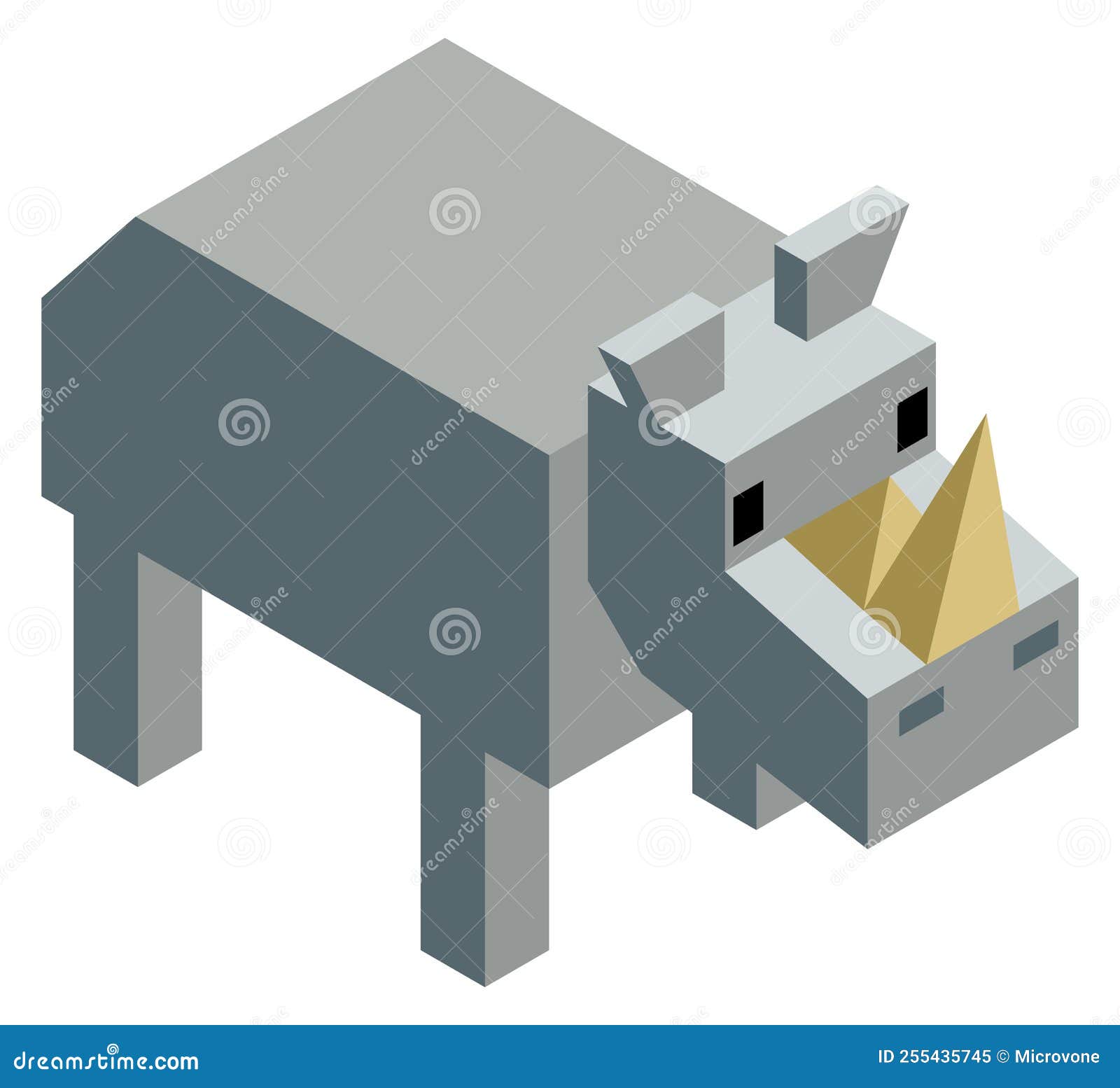 Isometric Rhinoceros. Low Poly Pixel Animal Icon Stock Vector ...