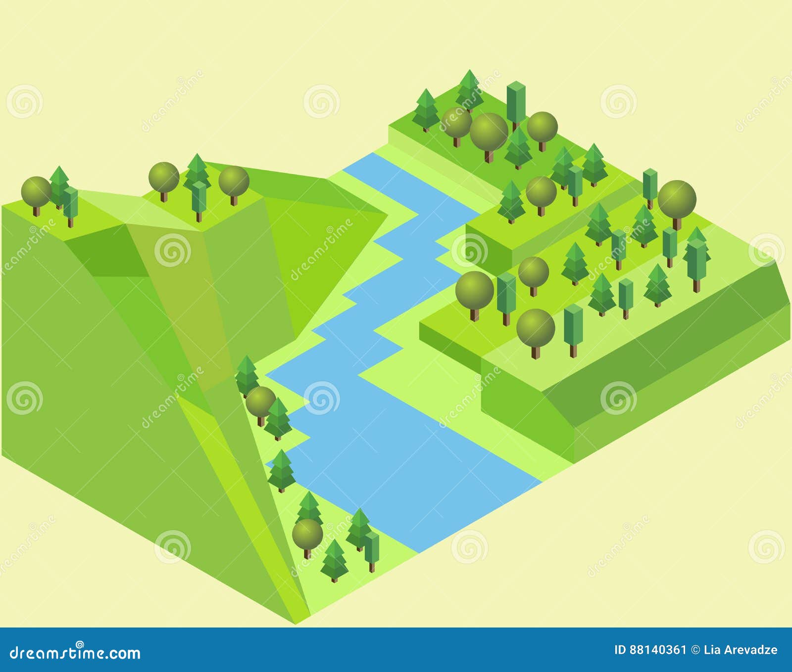 Isometric River With Dam Cartoon Vector | CartoonDealer.com #310177565