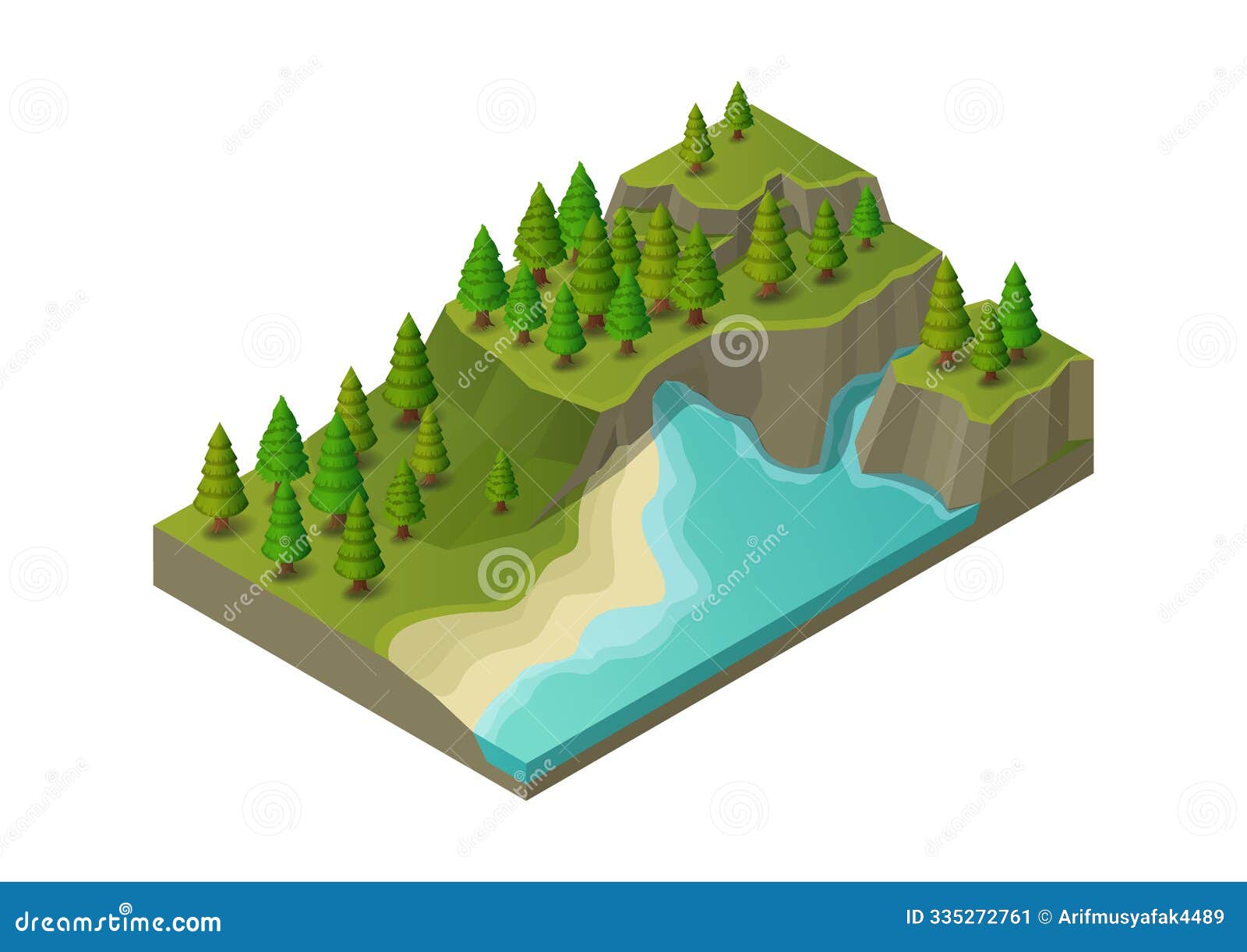 Isometric River With Dam Cartoon Vector | CartoonDealer.com #310177565