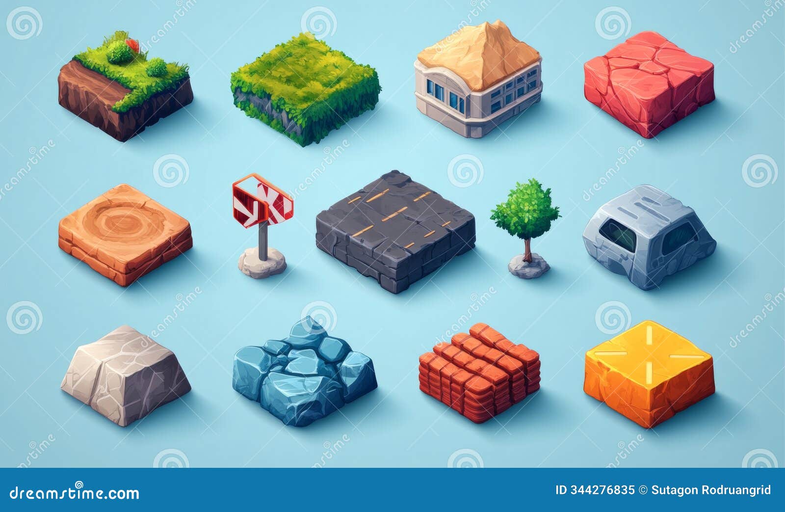 Isometric Road Construction Element Road Tiles Icon Online Game ...