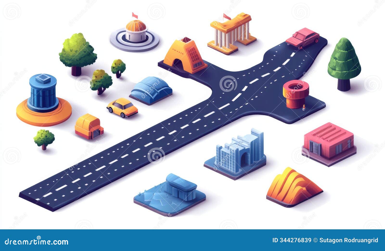 Isometric Road Construction Element Road Tiles Icon Online Game ...
