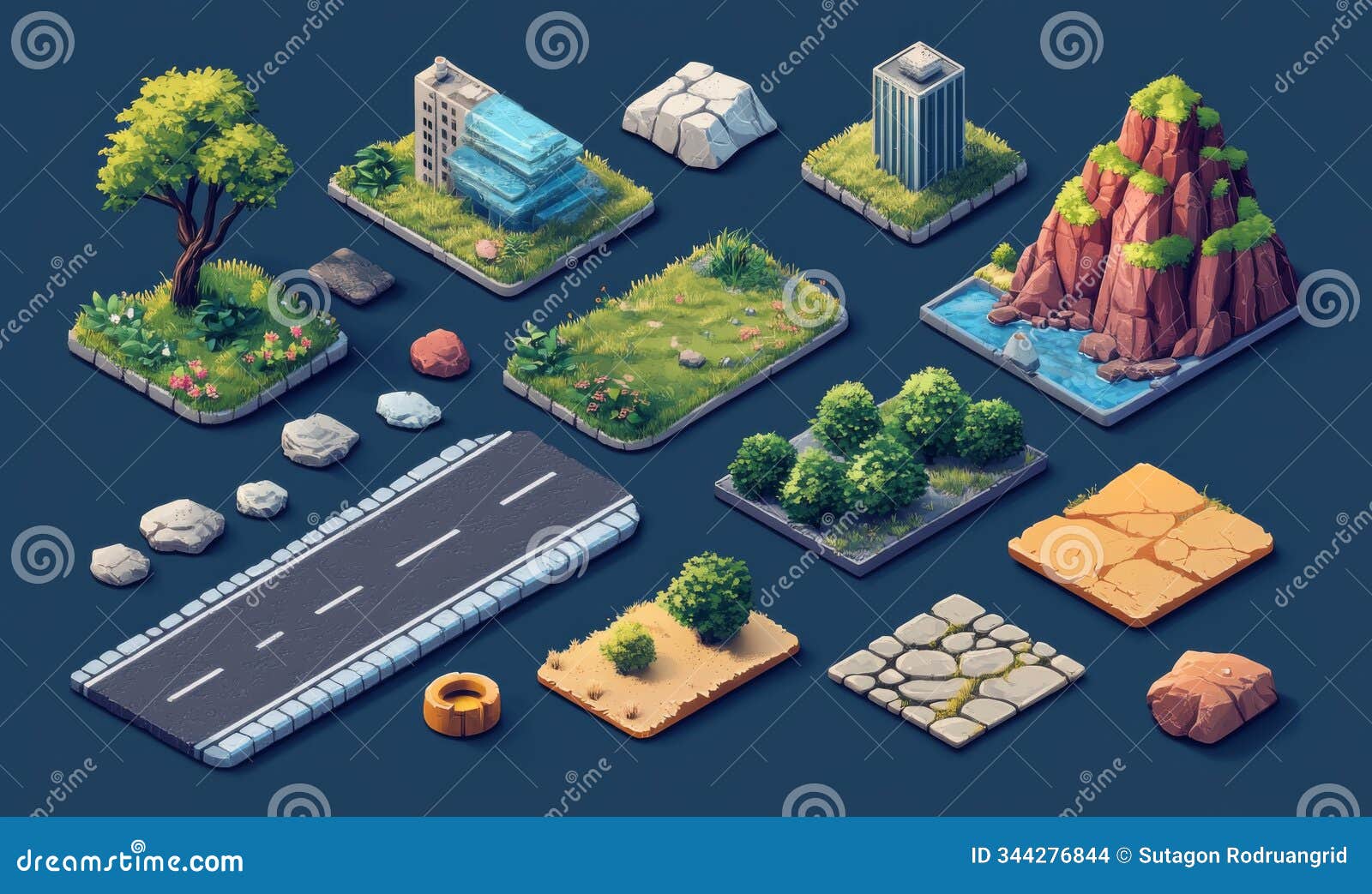 Isometric Road Construction Element Road Tiles Icon Online Game ...