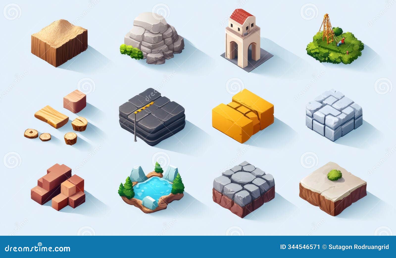 Isometric Road Construction Element Road Tiles Icon Online Game ...