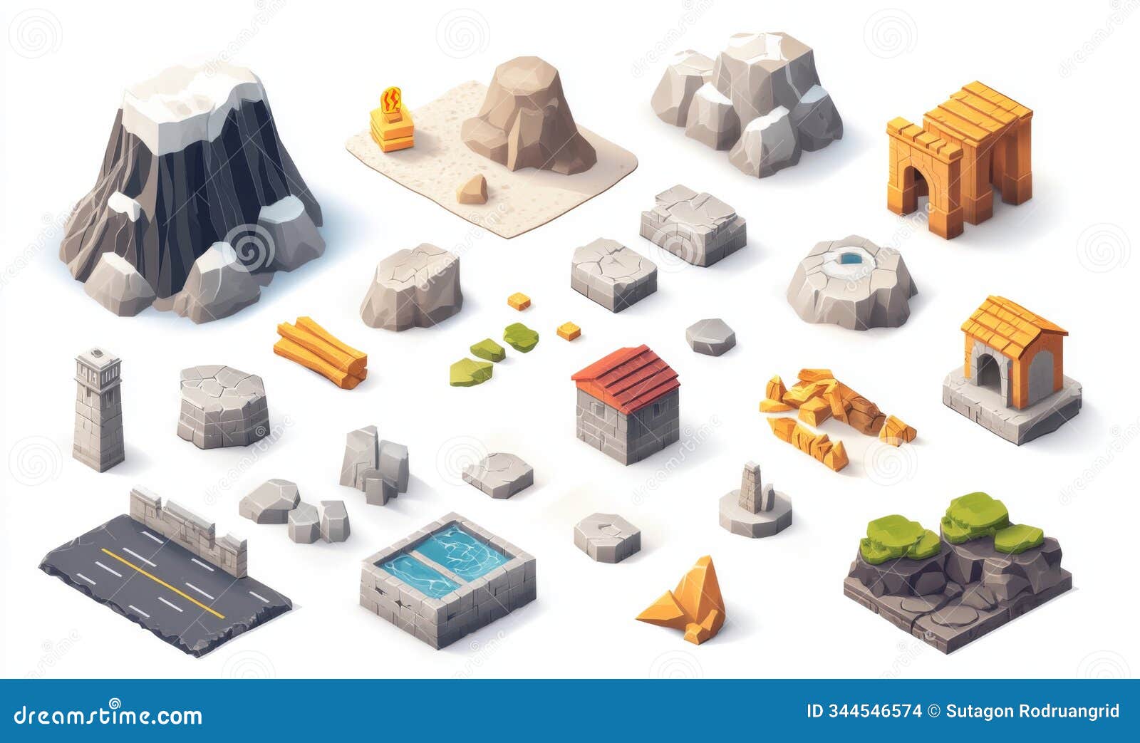 Isometric Road Construction Element Road Tiles Icon Online Game ...