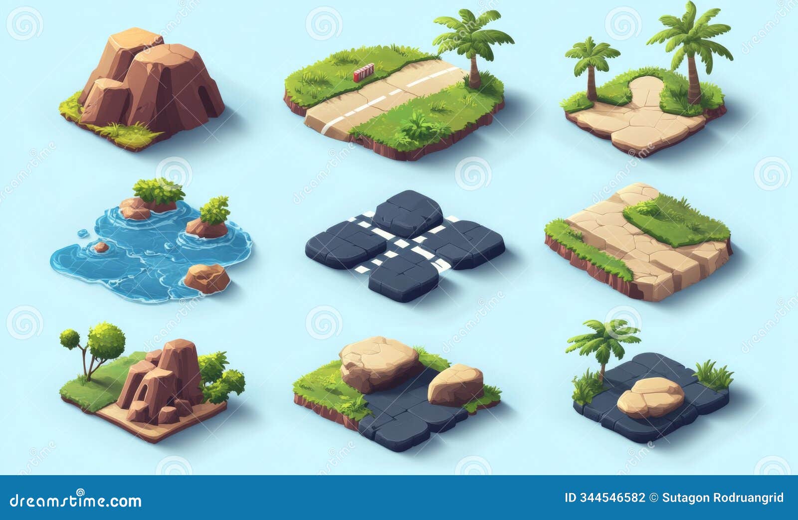 Isometric Road Construction Element Road Tiles Icon Online Game ...
