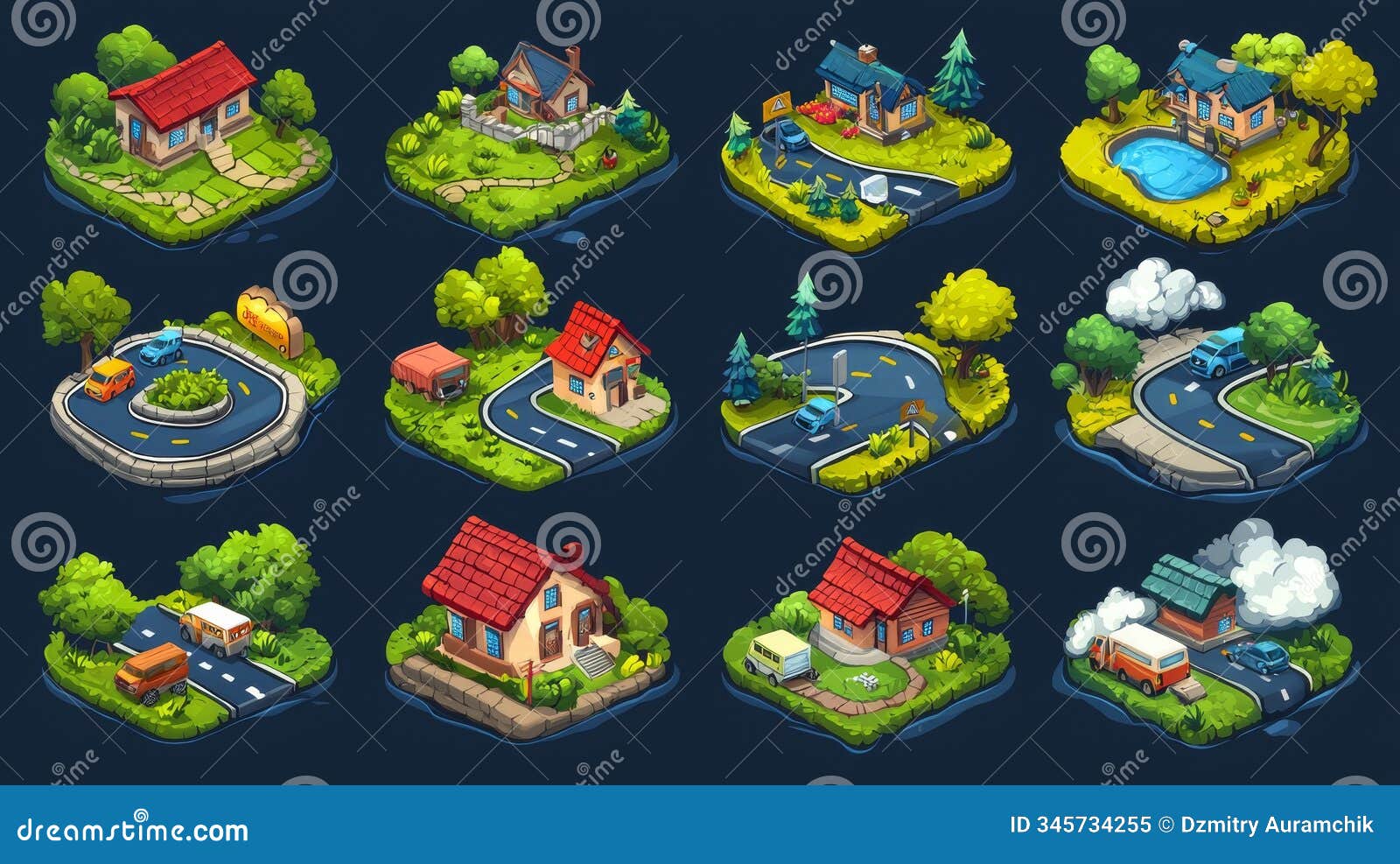 Isometric Road Construction Element Road Tiles Icon Online Game ...