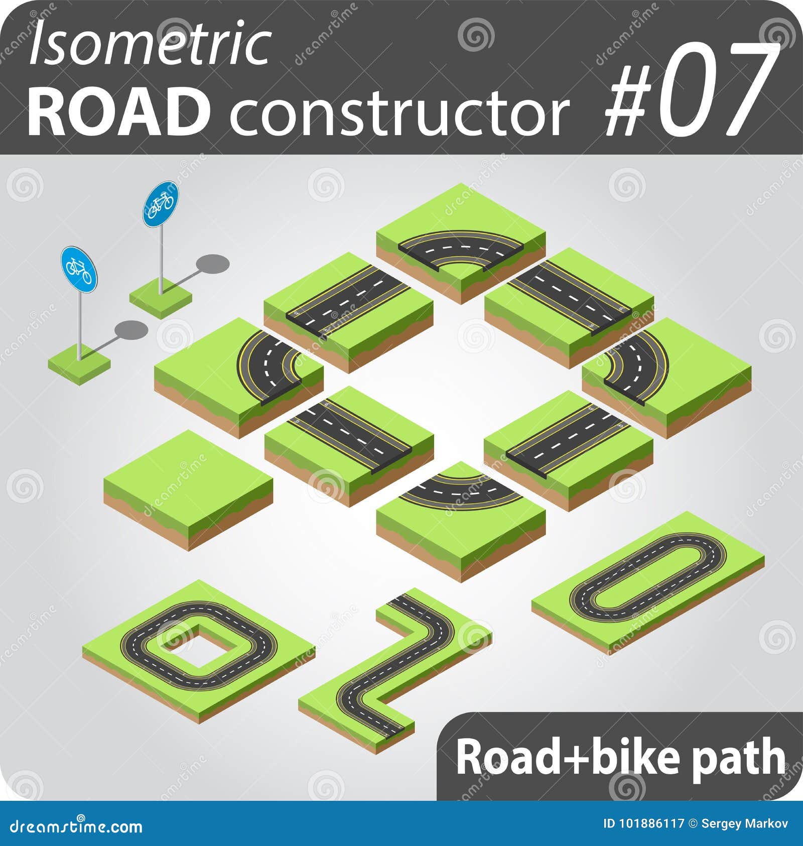 Road Constructor Top View In Flat Style For Game Design Isolated On ...