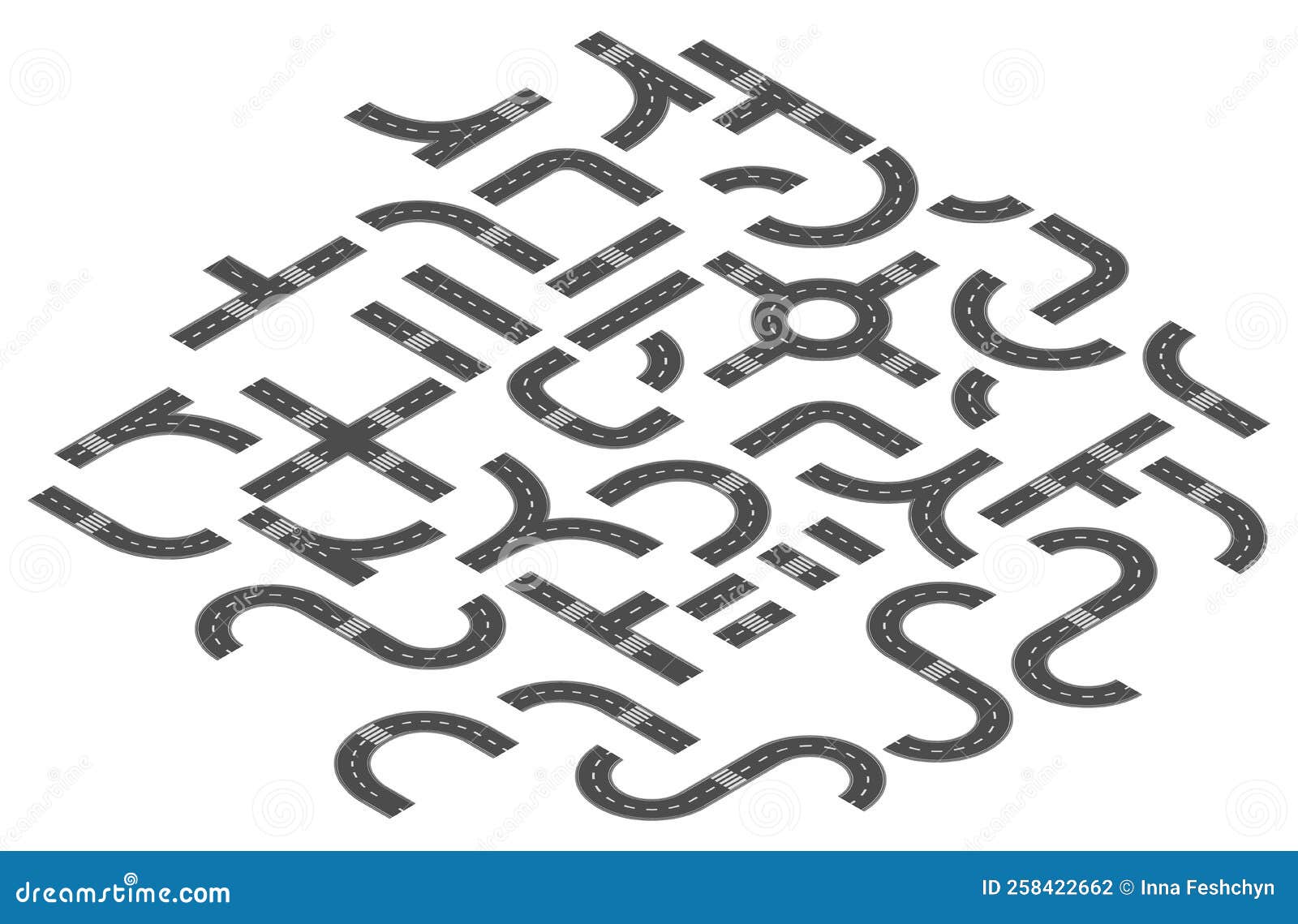 Isometric Road Elements for Highway City Street Map Traffic Creation ... Isometric Road Elements for Highway City Street Map Traffic Creation ...