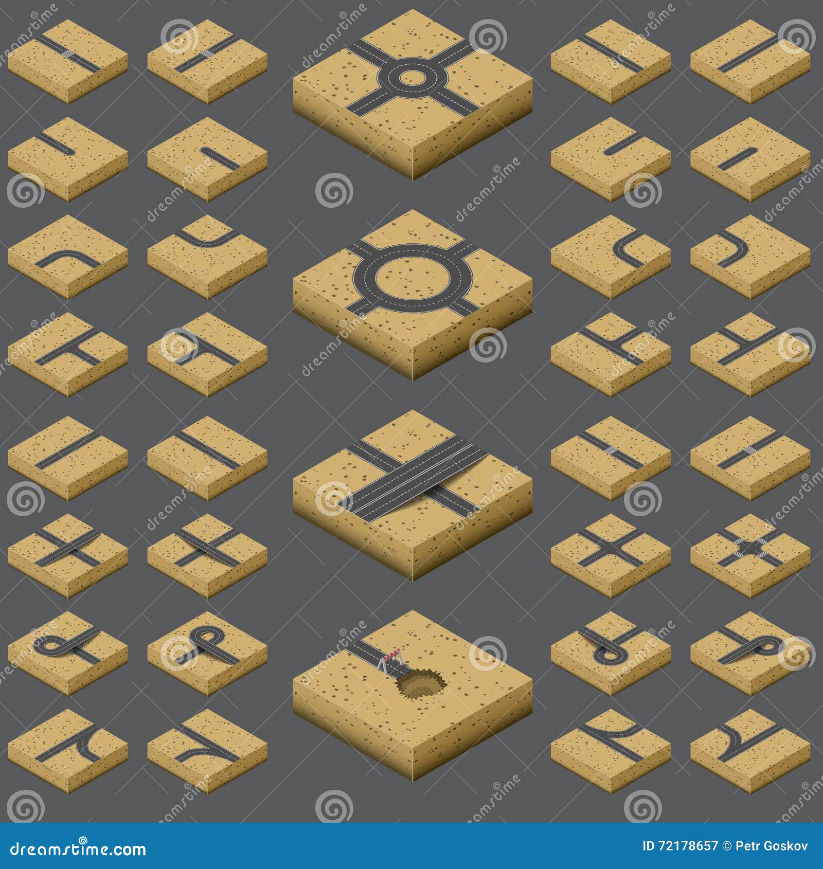 Isometric road kit stock vector. Illustration of pattern - 72178657