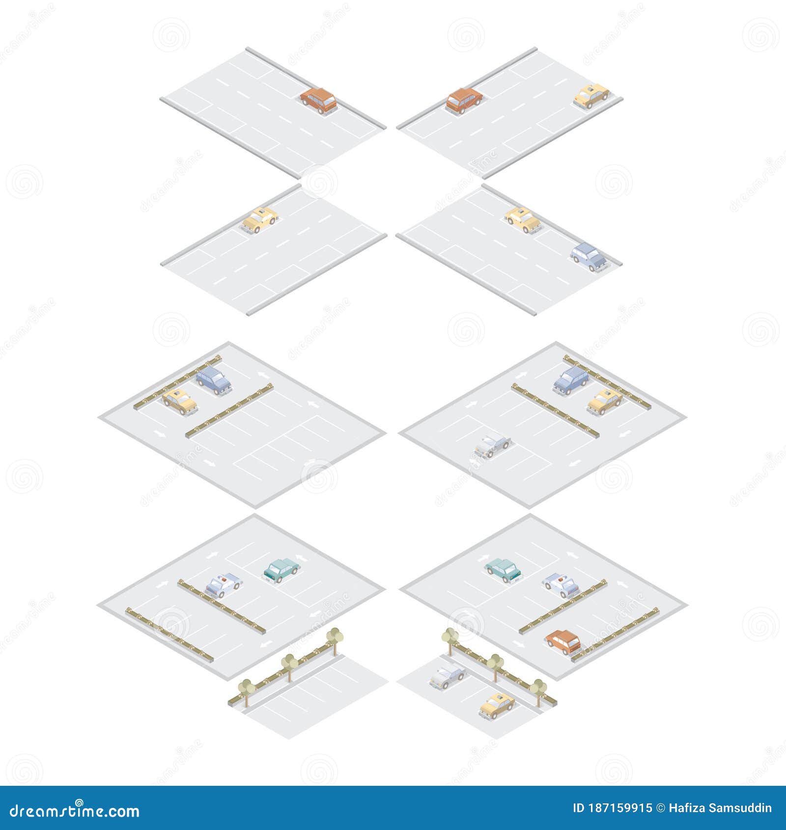 Isometric Road and Parking Space. Vector Illustration Decorative Design ...