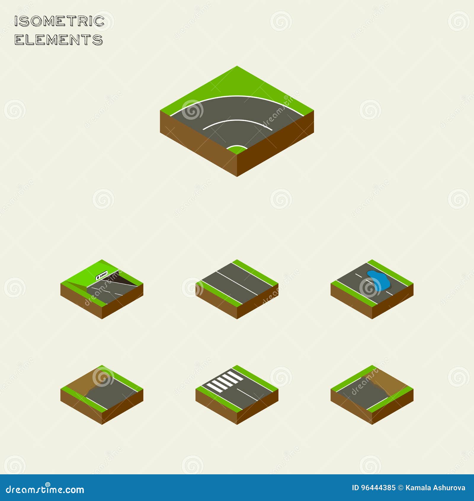 Isometric Road Set of Flat, Strip, Underground and Other Vector Objects ...