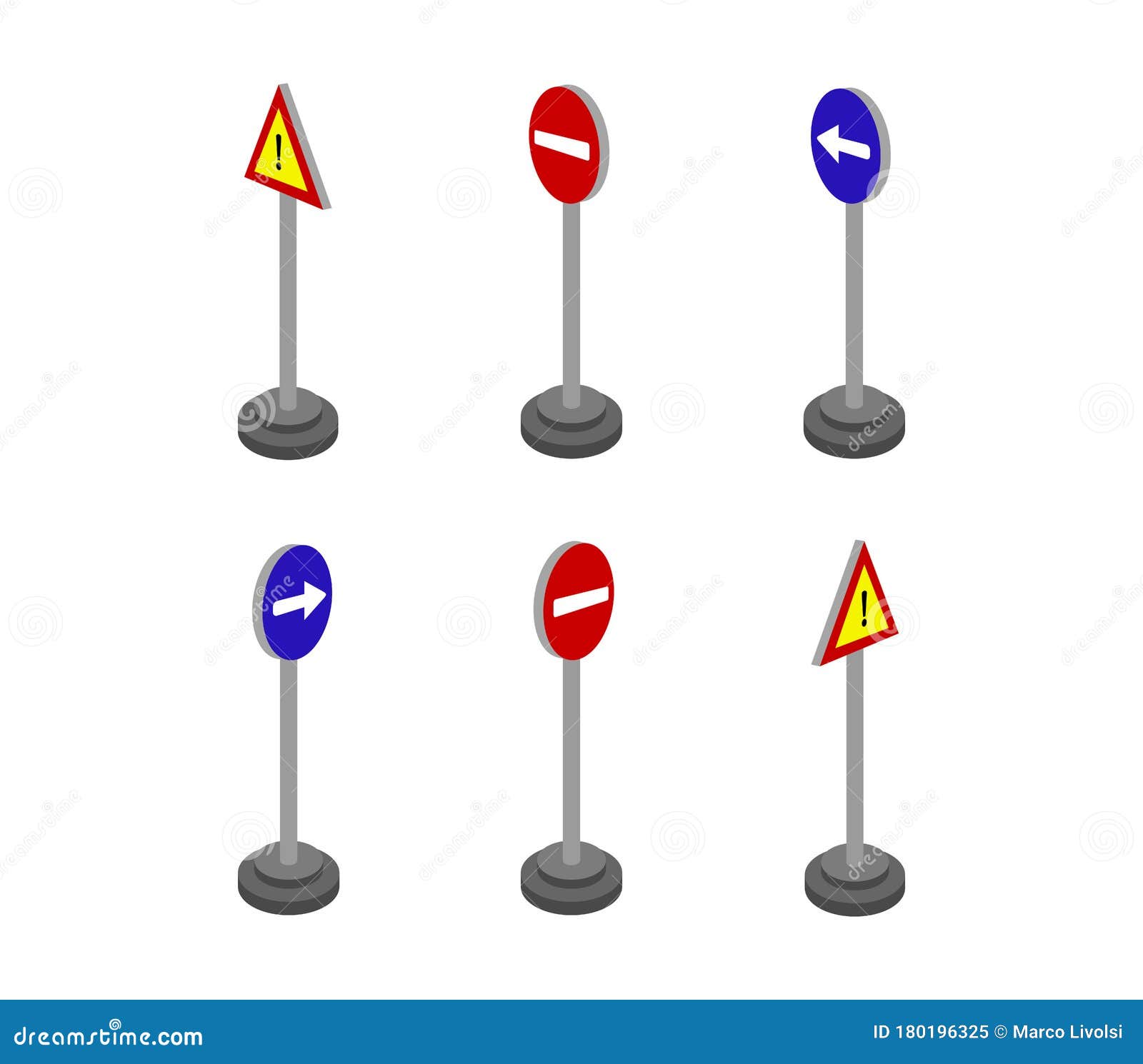 Isometric Road Signs Icon Illustrated in Vector on White Background ...