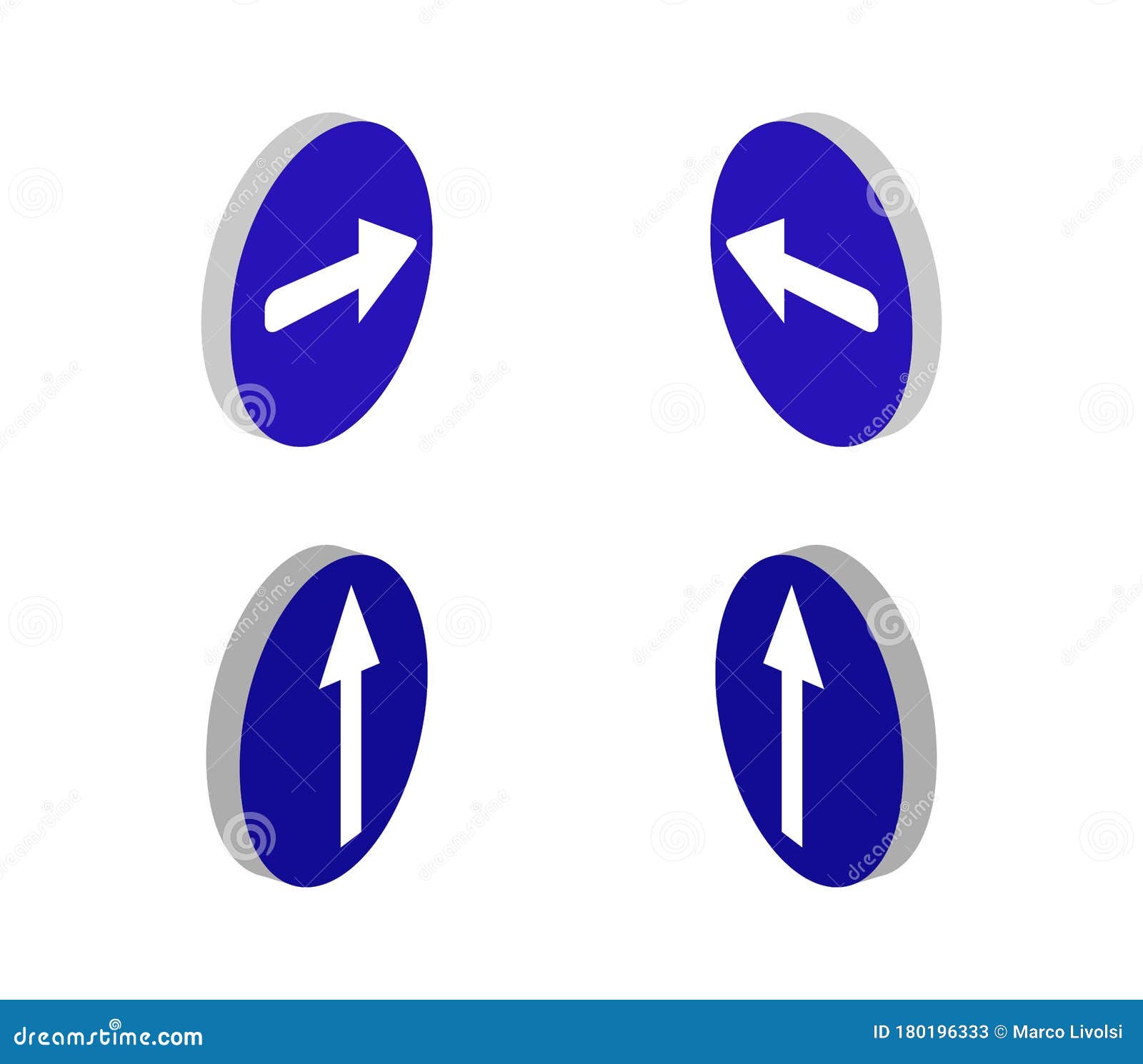 Isometric Road Signs Icon Illustrated in Vector on White Background ...