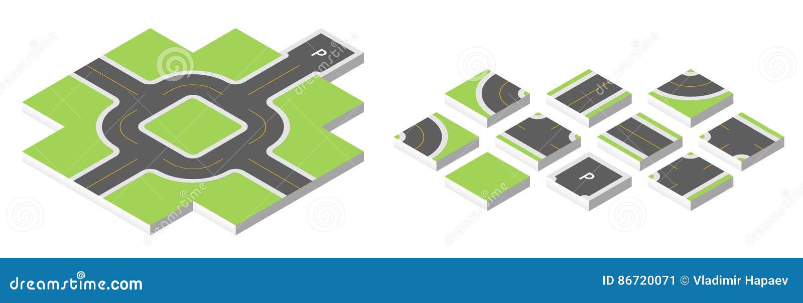 Isometric Road. Vector Illustration Eps 10 Isolated on White Background ...
