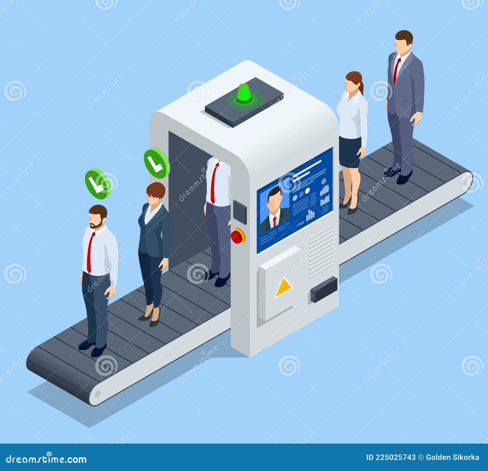 Isometric Robot Analyzes the Database of Employees or Personnel. Data ...