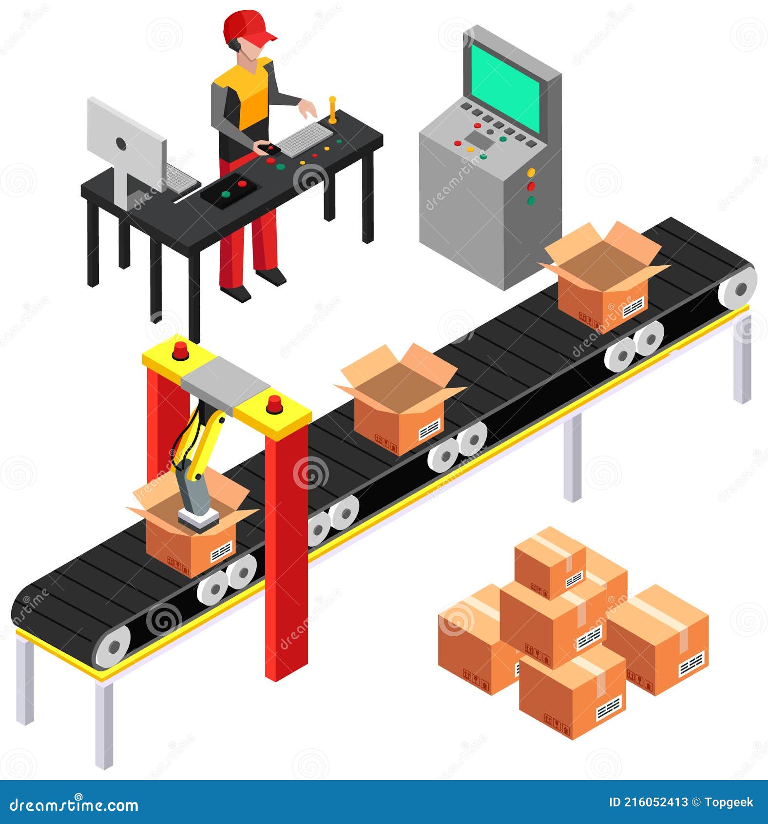 Automated Assembly Line With Conveyor Cartoon Vector | CartoonDealer ... Automated Assembly Line With Conveyor Cartoon Vector | CartoonDealer ...