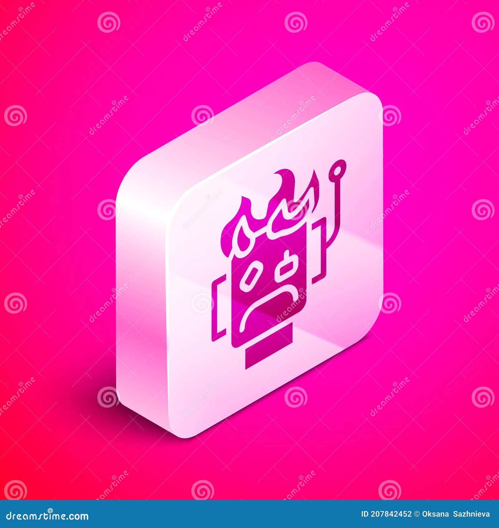 Isometric Robot Burned Out Icon Isolated on Pink Background. Silver ...