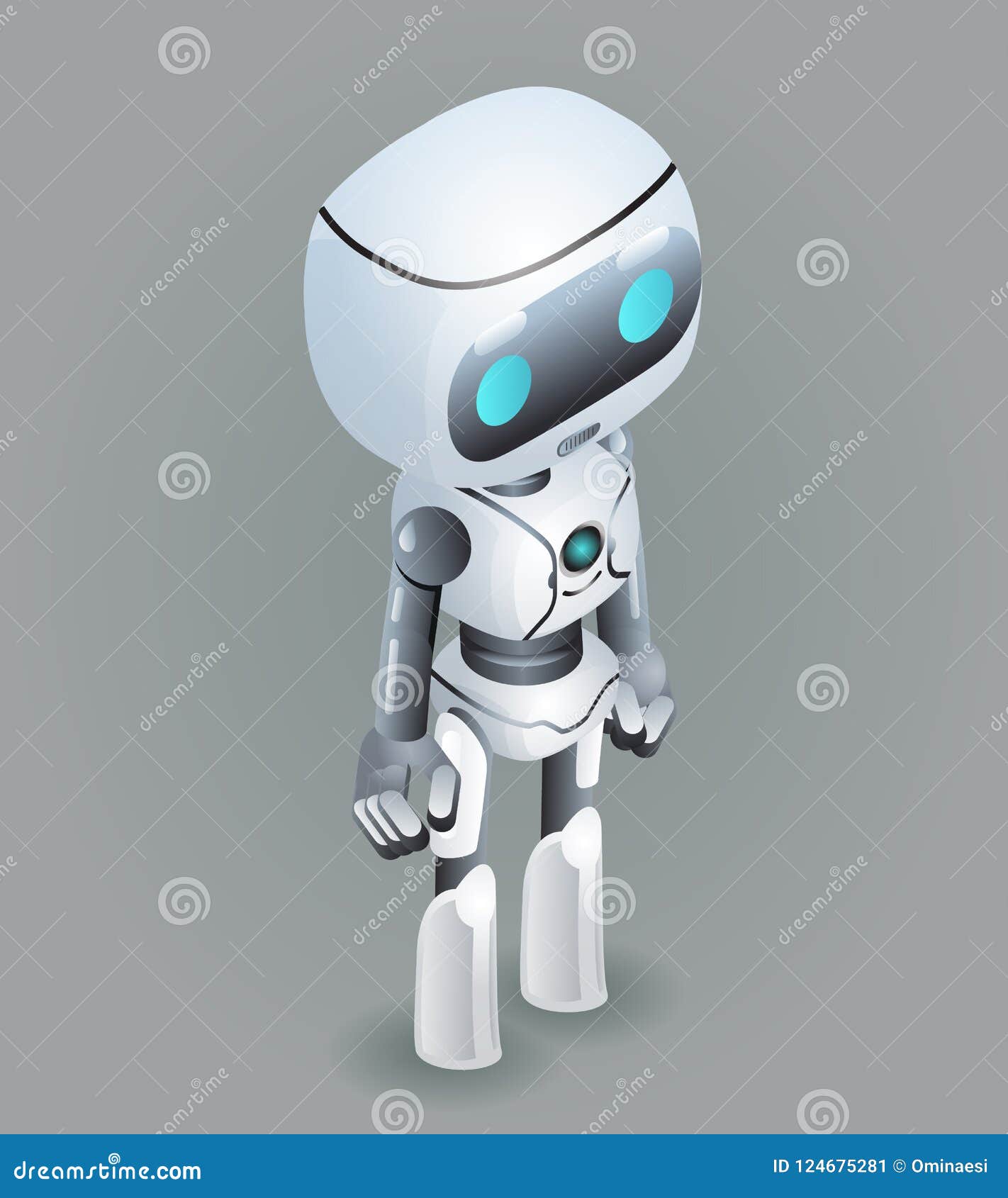 Isometric Robot Innovation Technology Science Fiction Future Cute ...