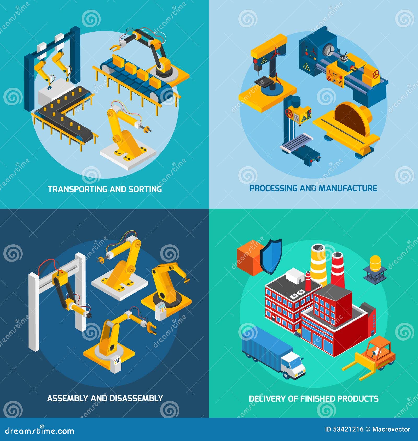 Isometric Robot Machinery stock illustration. Illustration of operator ...