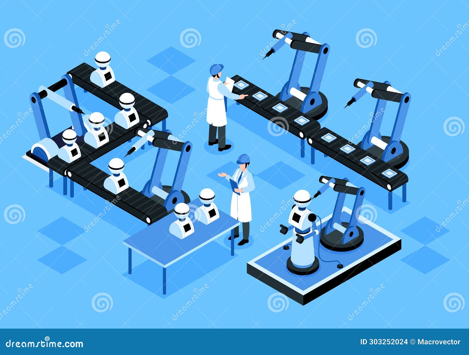 Isometric Robots Composition Stock Illustration - Illustration of shape ...