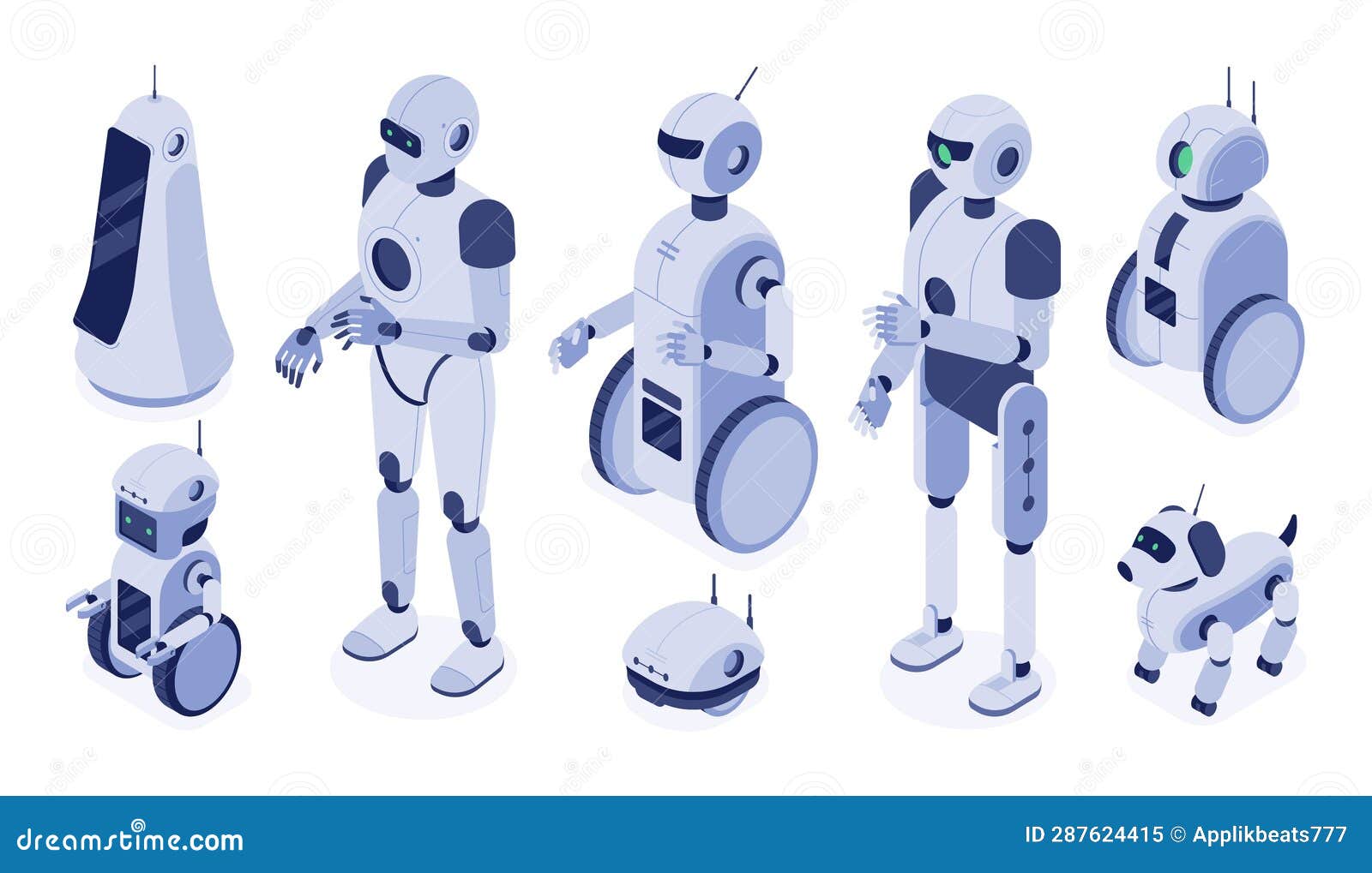 Isometric Robots. Digital Robotic Machines, Futuristic Android ...