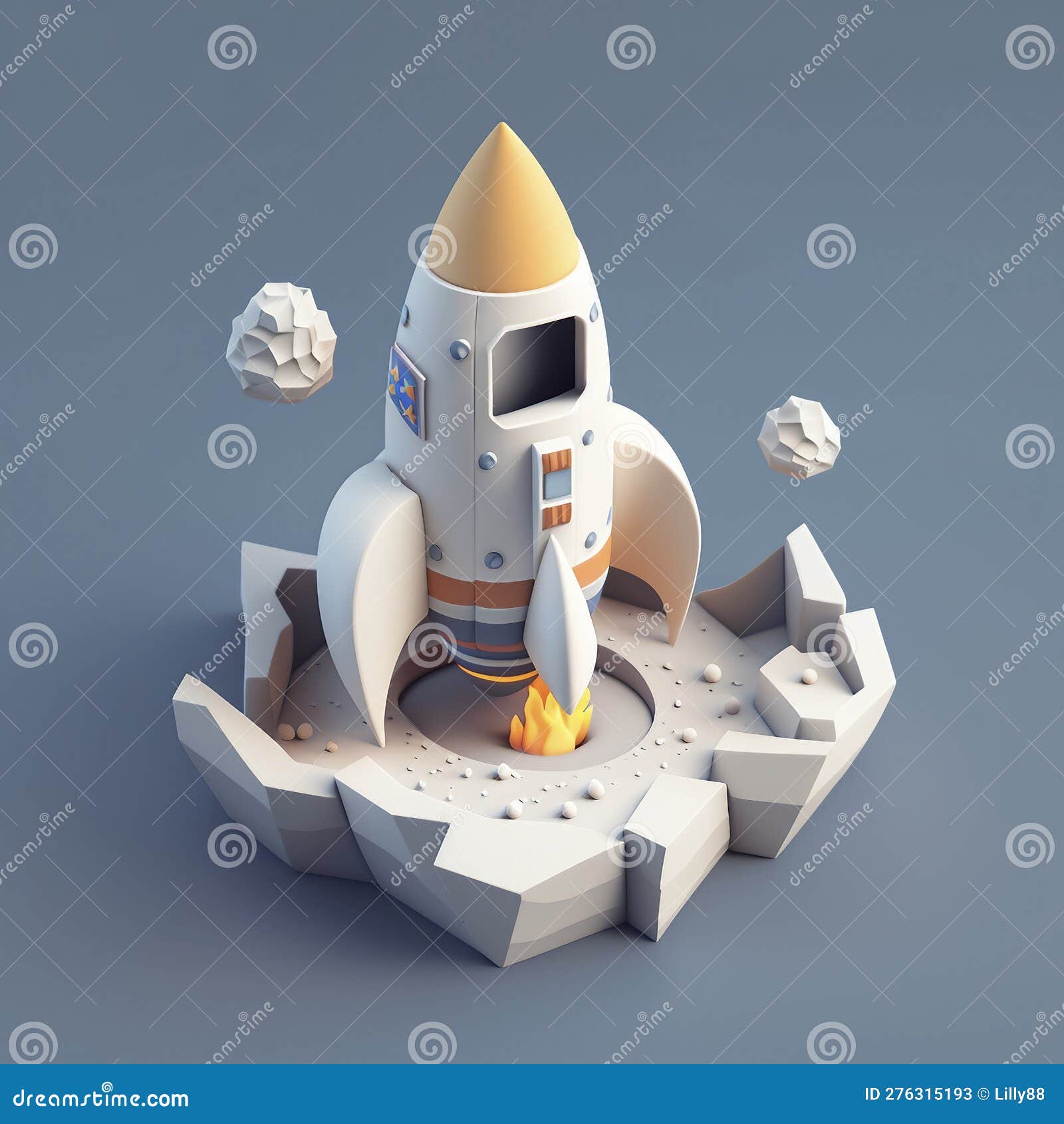 Isometric Rocket Salvo Fire System On A Wheeled Landing Gear. Rocket ...