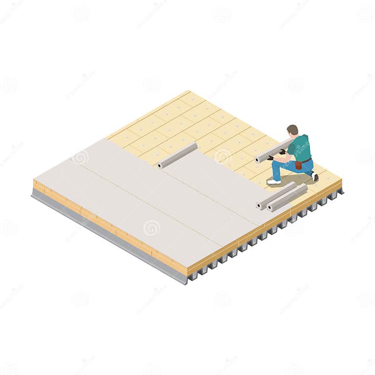 Isometric Roofer Icon stock vector. Illustration of installation ...