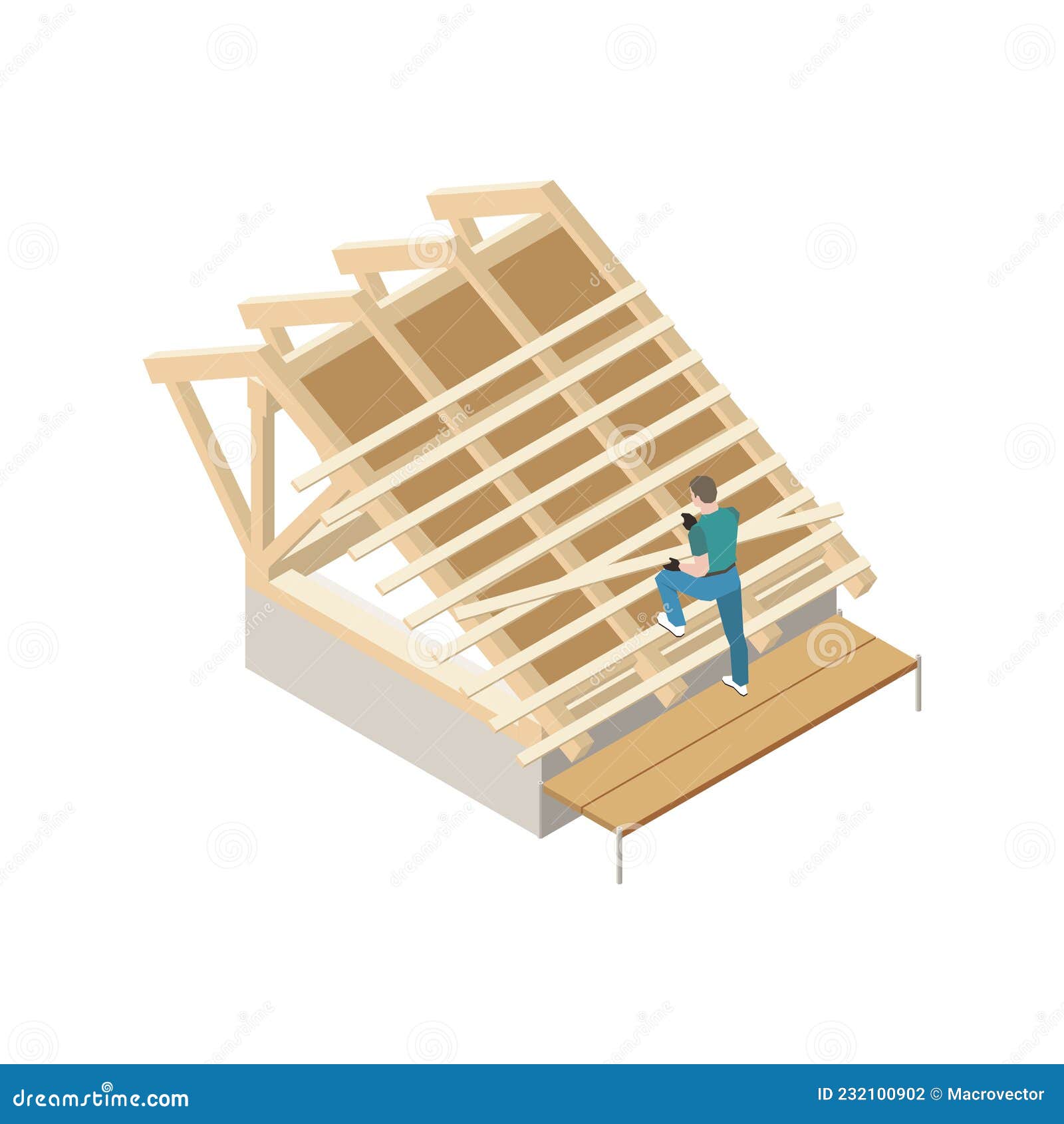 Isometric Roofer Icon stock vector. Illustration of renovation - 232100902
