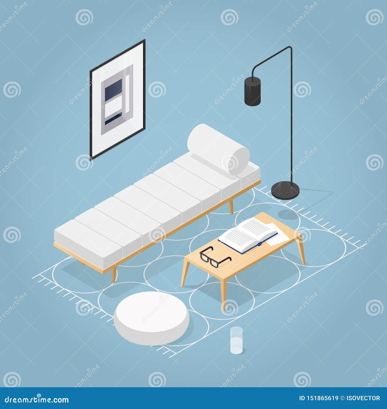 Isometric Room Interior Illustration Stock Vector - Illustration of ...