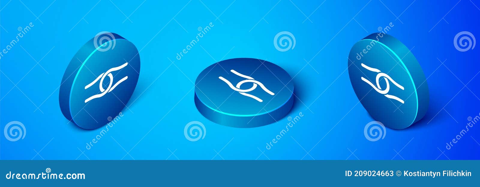Isometric Rope Tied In A Knot Icon Isolated On Blue Background. Blue ...