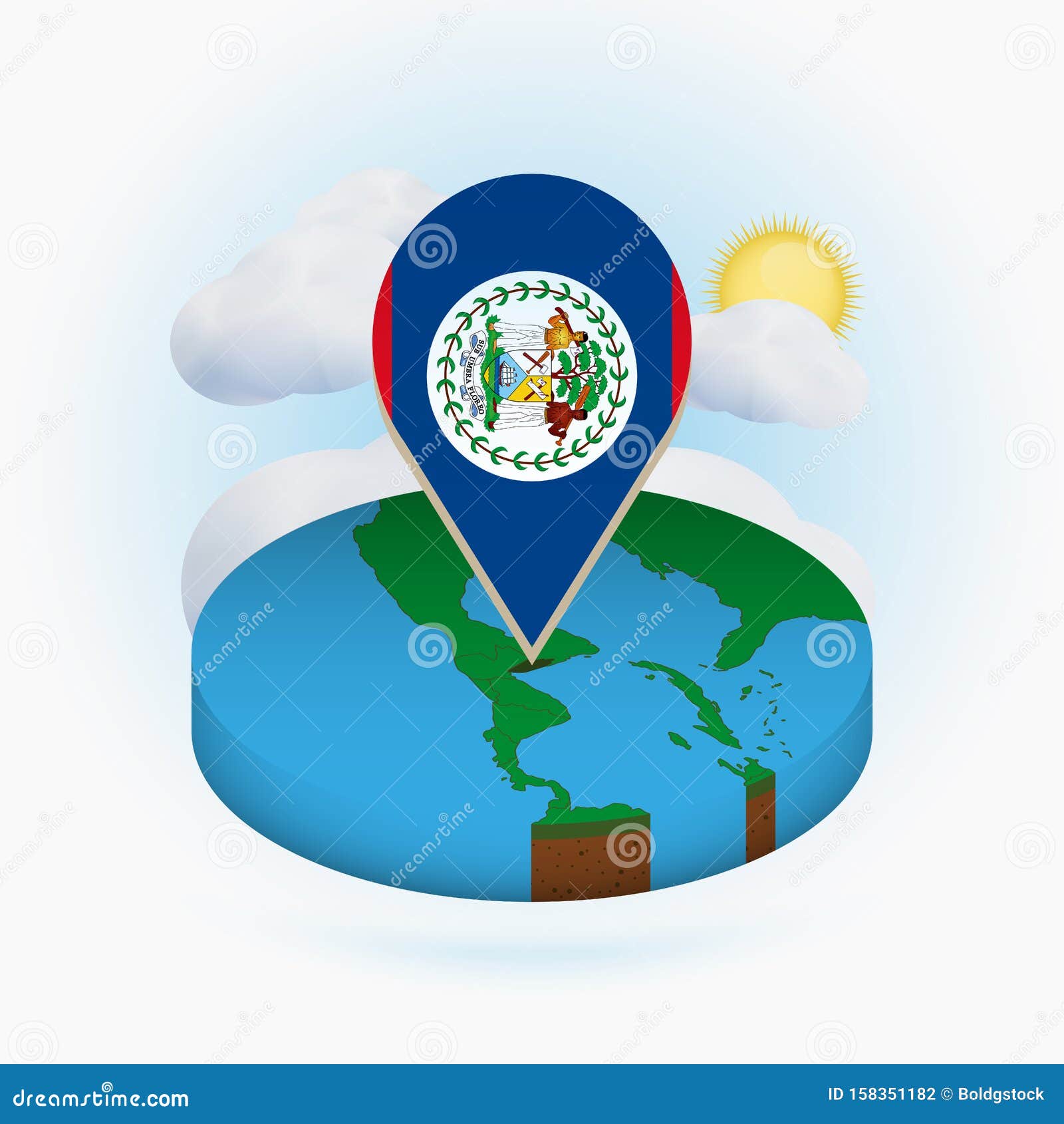 3d Isometric Map Of Belize With National Flag Cartoon Vector ...
