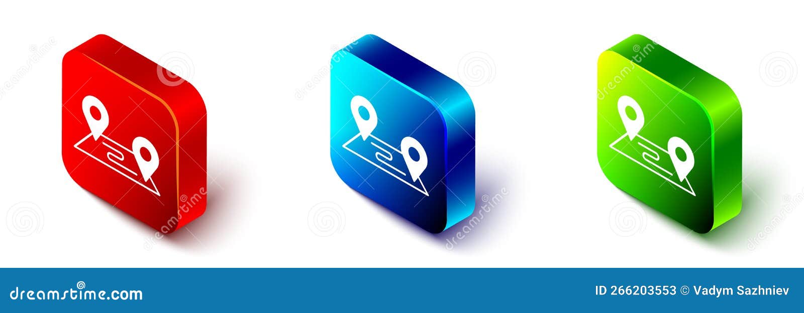 Isometric Route Location Icon Isolated on White Background. Map Pointer ...