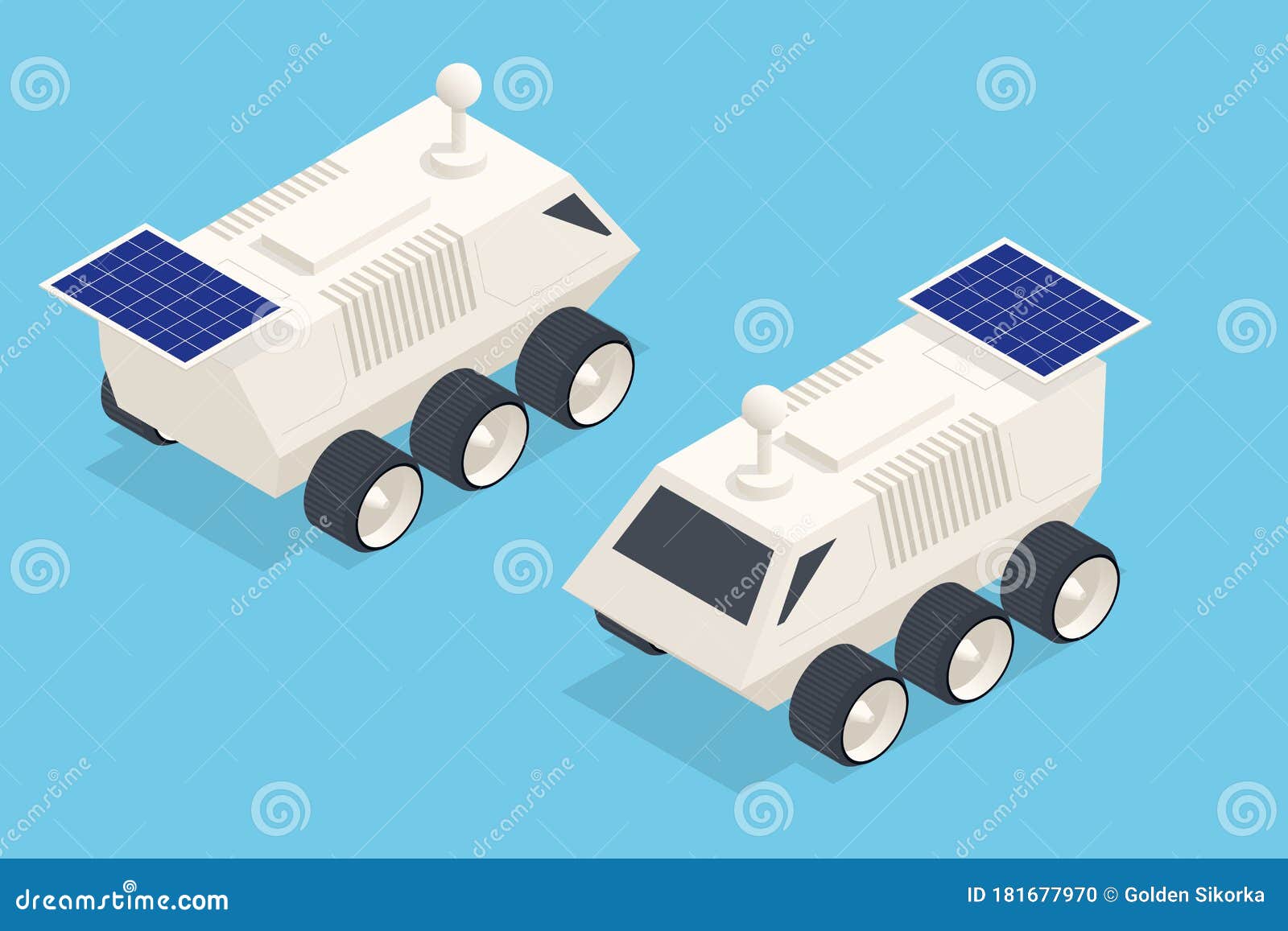 Isometric Rover Moon or Mars Rover, Robotic Space Autonomous Vehicle ...