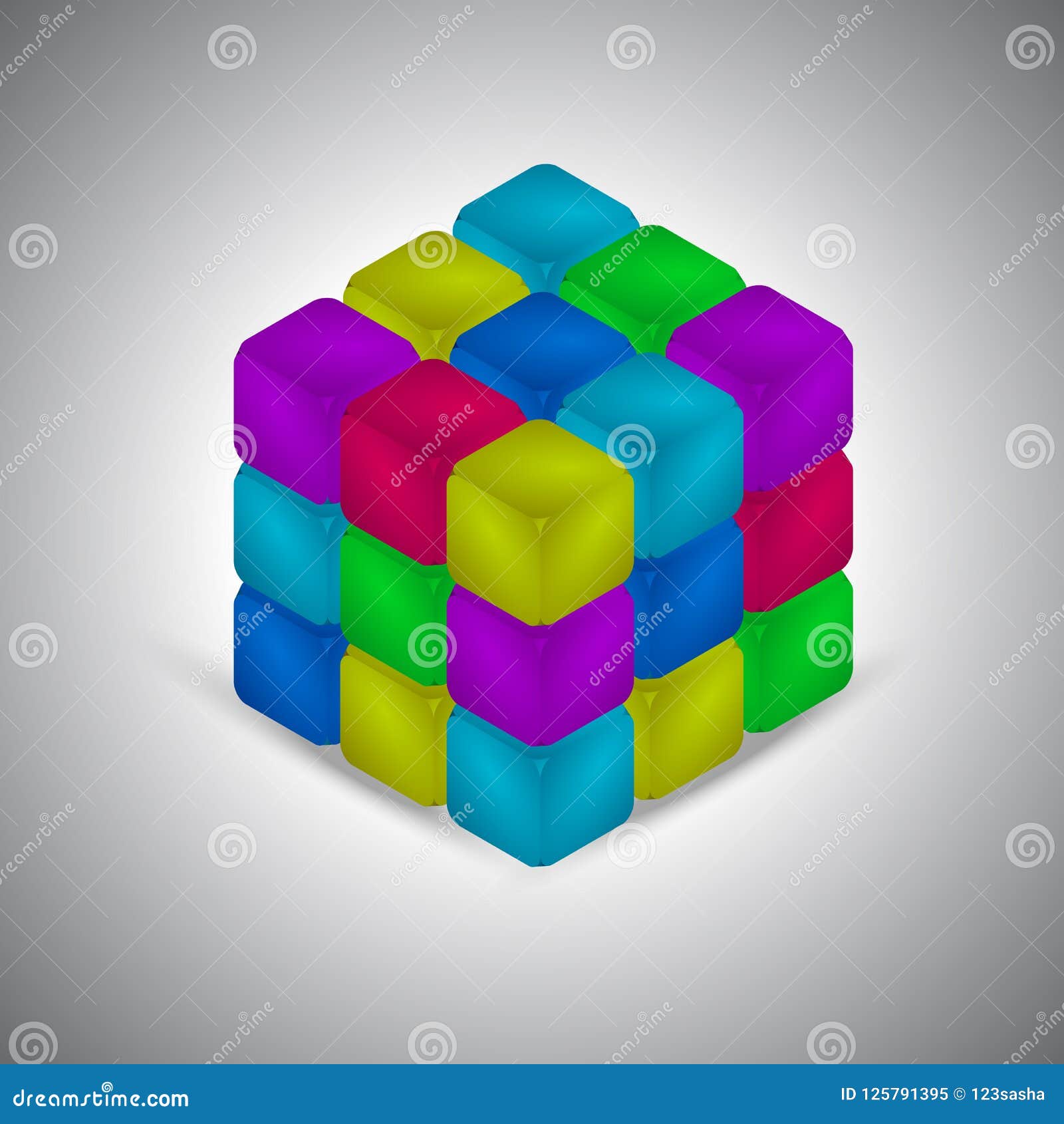 Isometric Rubiks Cube on the Gray Background Stock Vector ...