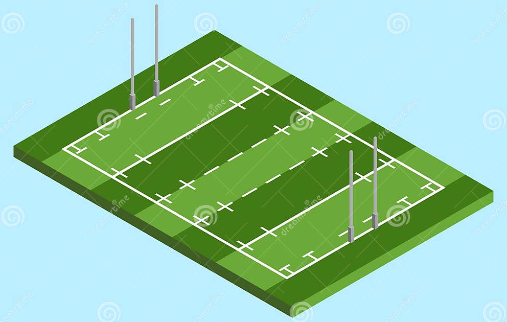 Isometric Rugby Field in Vector Stock Vector - Illustration of layout ...