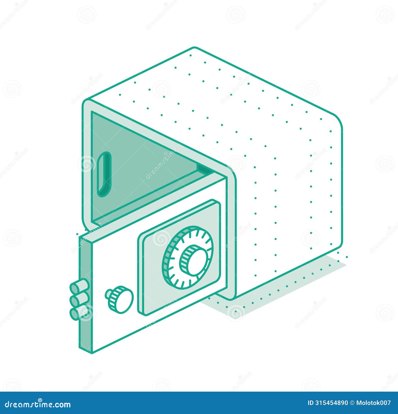 Isometric Safe with Open Door. Outline Object Isolated on White ...