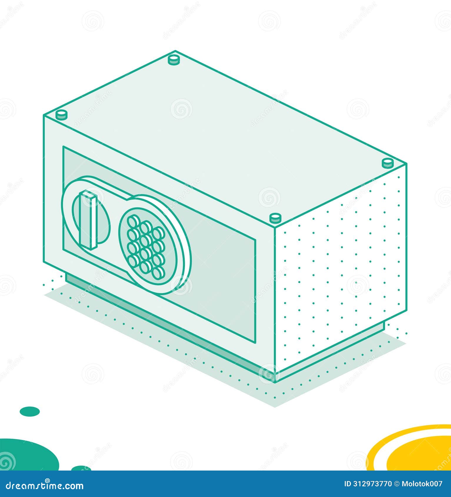 Isometric Safe. Outline Object Isolated on White Background. Icon of ...