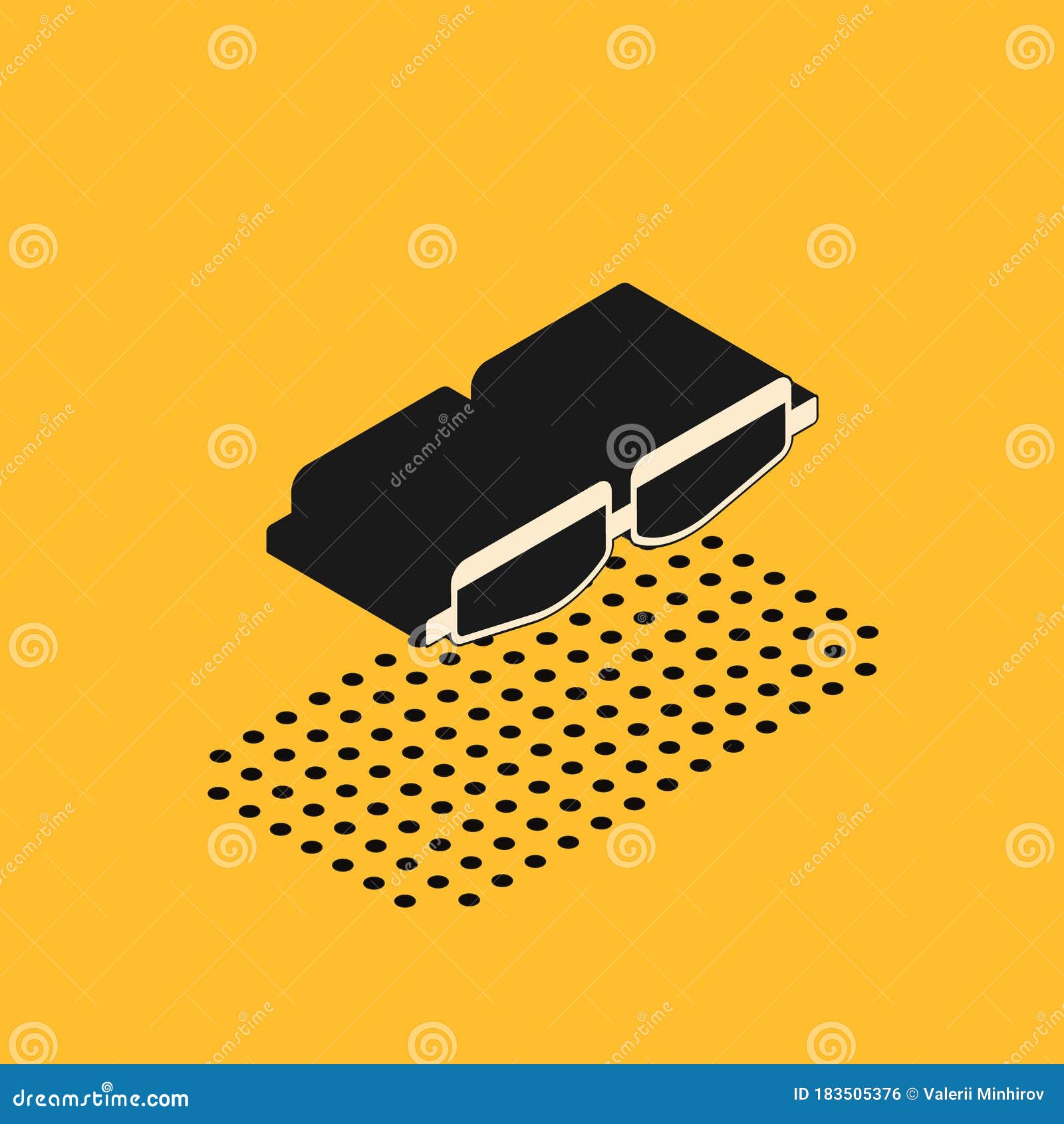 Isometric Safety Goggle Glasses Icon Isolated on Yellow Background ...